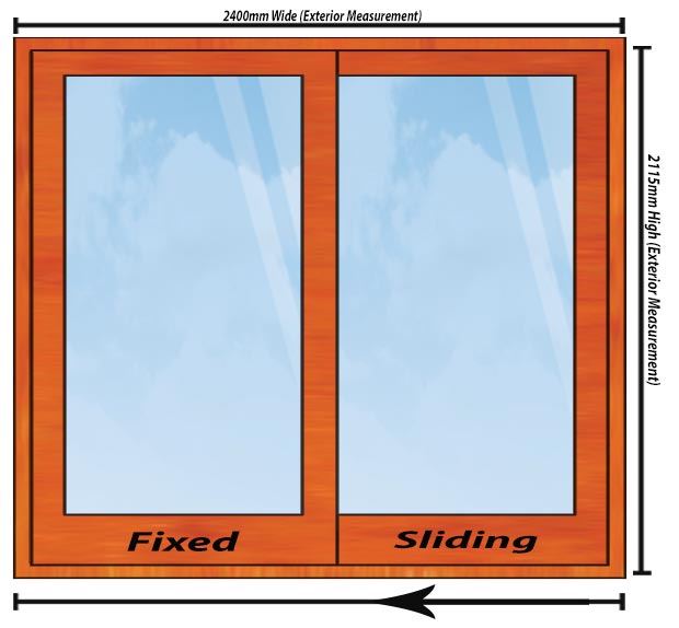2400mm Full Pane Slider Right Leaf Slides Left Leaf is Fixed – Doors Direct