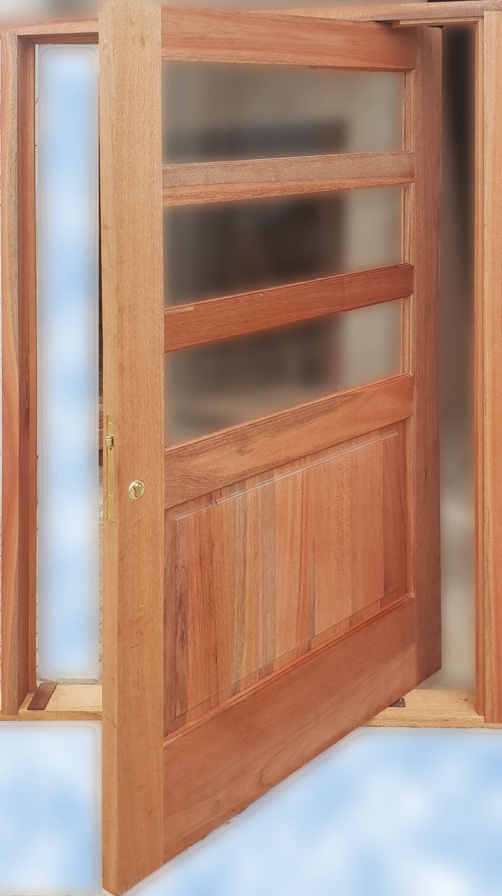 Horizontal Slatted Glass Pivot Door Pre-Hung in frame 1200 X 2032 ...