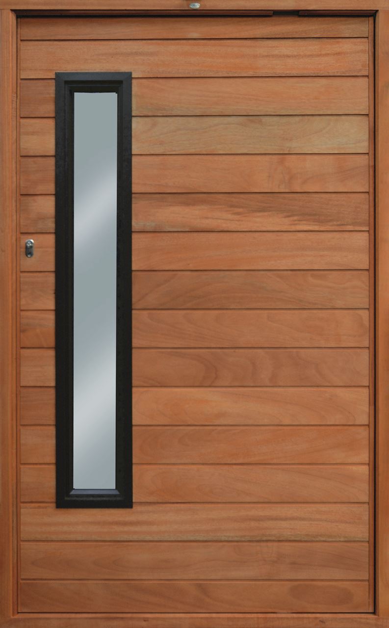 Horizontal Slatted Pivot Door with Aluminium & Glass insert | Exterior ...
