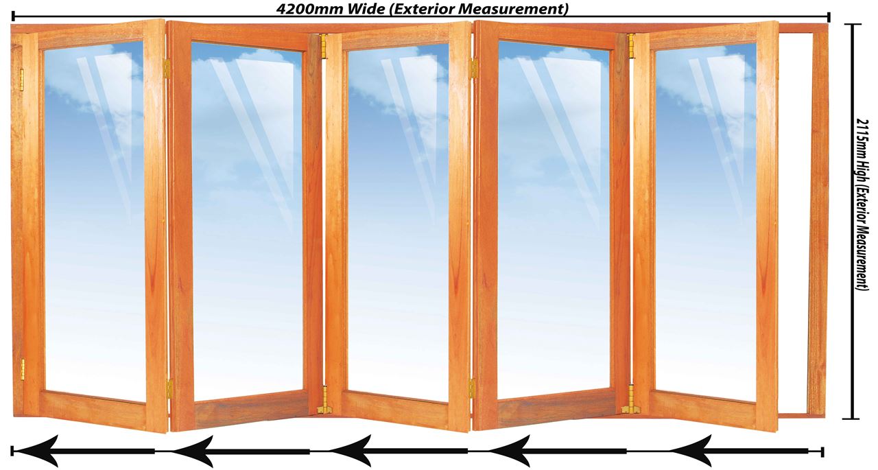 4200mm 5 Door Full Pane Folding Door Unit LHS - Folding Doors - Doors ...