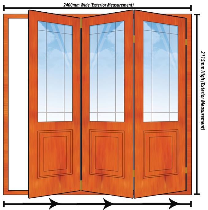 2400mm 3 Door Happy Door Folding Unit RHS - External Doors - Doors Direct