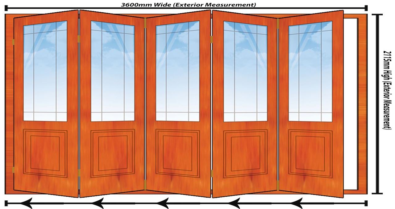 3600mm 5 Door Happy Door Folding Unit LHS - External Doors - Doors Direct