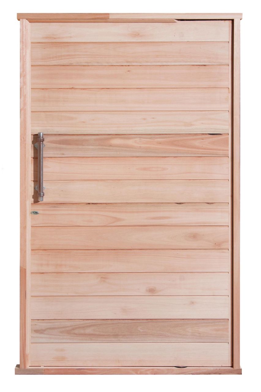 SABS Hardwood 2CE Horizontal Slatted Pivot Door Pre-Hung in Frame 1200 ...